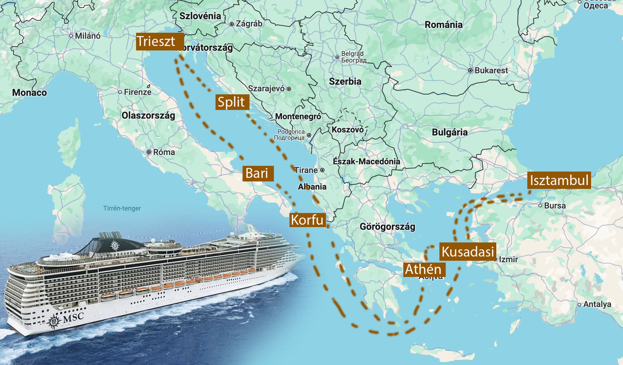 10 napos életre szóló óceánjárós utazás a Földközi-tenger keleti részén ...